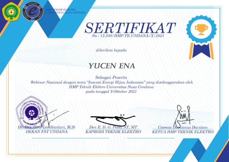 SERTIFIKAT ELEKTRO Uce - 032629 | PDF