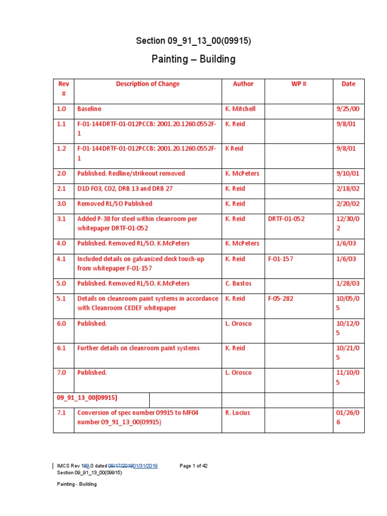 Building Paint Specification Guide | PDF | Paint | Epoxy