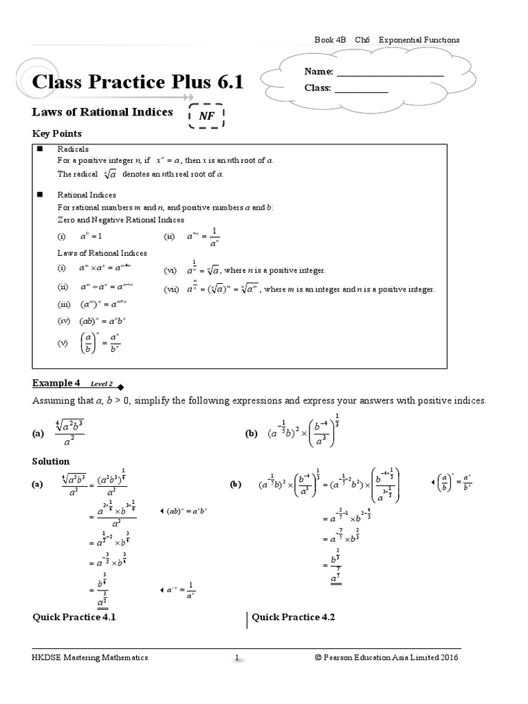 Class-Practice-Plus 4B06 Exp Extracted | PDF | Equations | Exponential ...