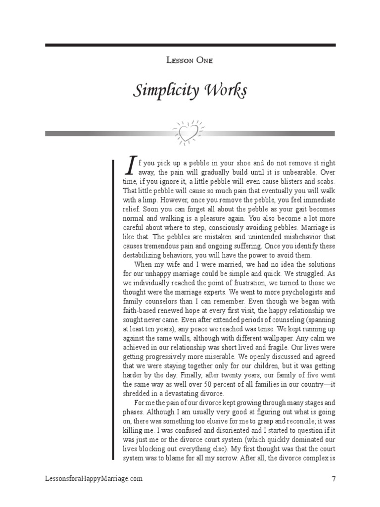 Lessons For A Happy Marriage Sample | PDF | Thought | Marriage