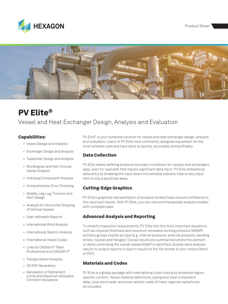 PV Elite: Vessel and Heat Exchanger Design, Analysis and Evaluation ...