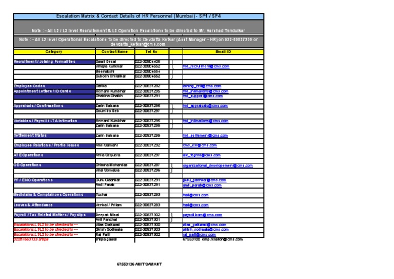 CMS HR - Matrix Mar10 | PDF
