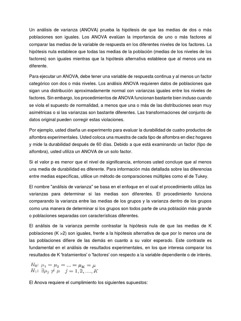 Resumen de ANOVA | PDF | Análisis de variación | Experimentar