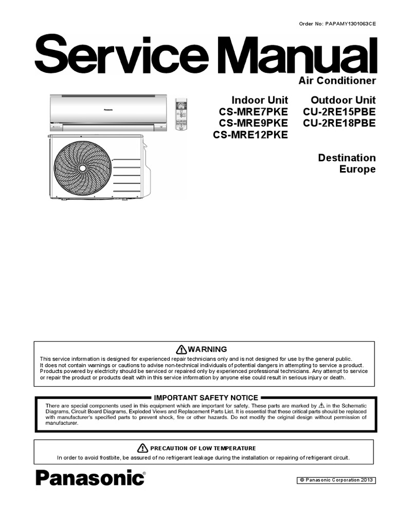 CU-2RE PBE Service Manual | PDF | Ac Power Plugs And Sockets | Electricity