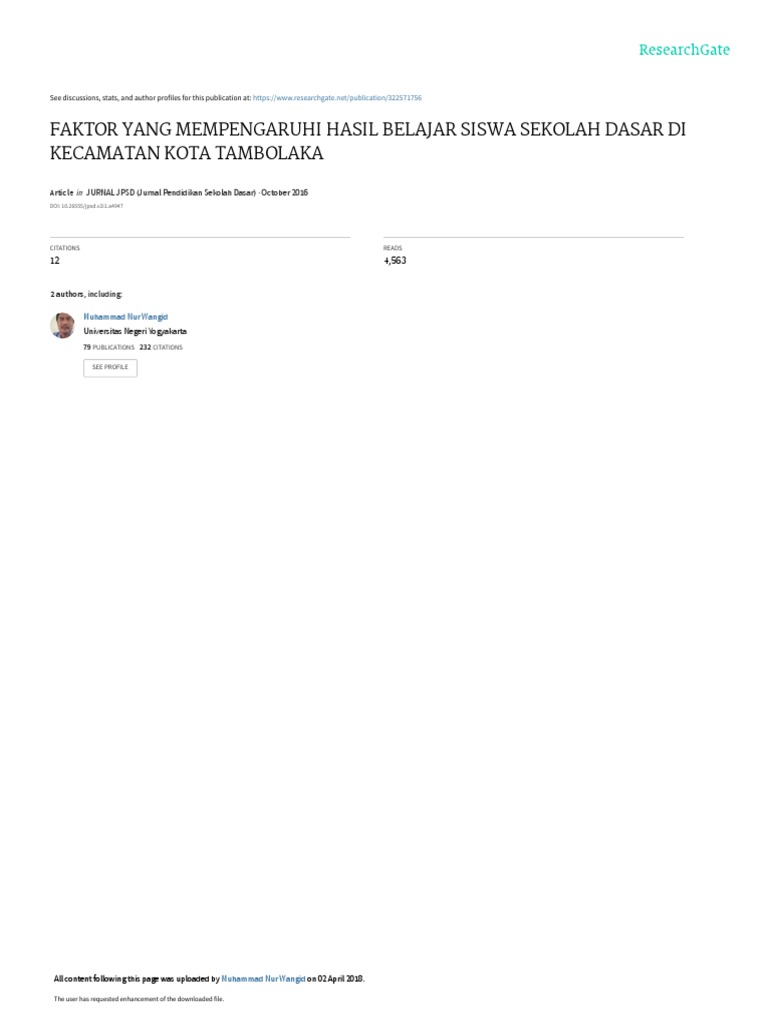 Faktor Yang Mempengaruhi Hasil Belajar Siswa Sekol | PDF | Karier & Perkembangan