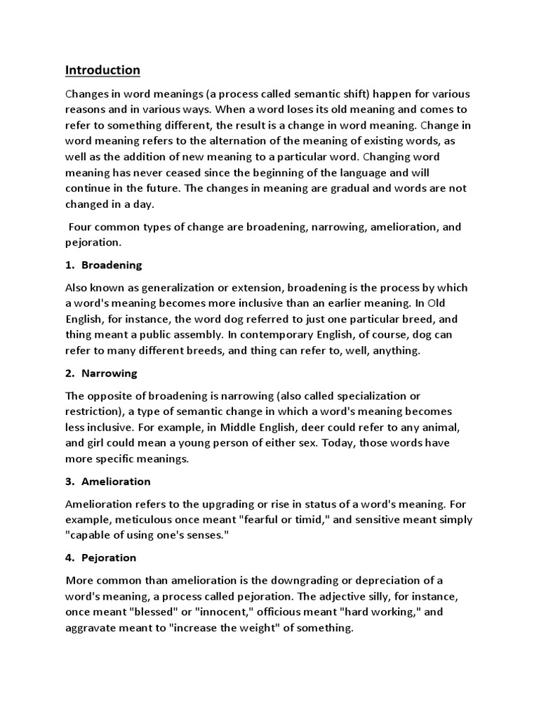 Change of Meaning | PDF | Word | Linguistics