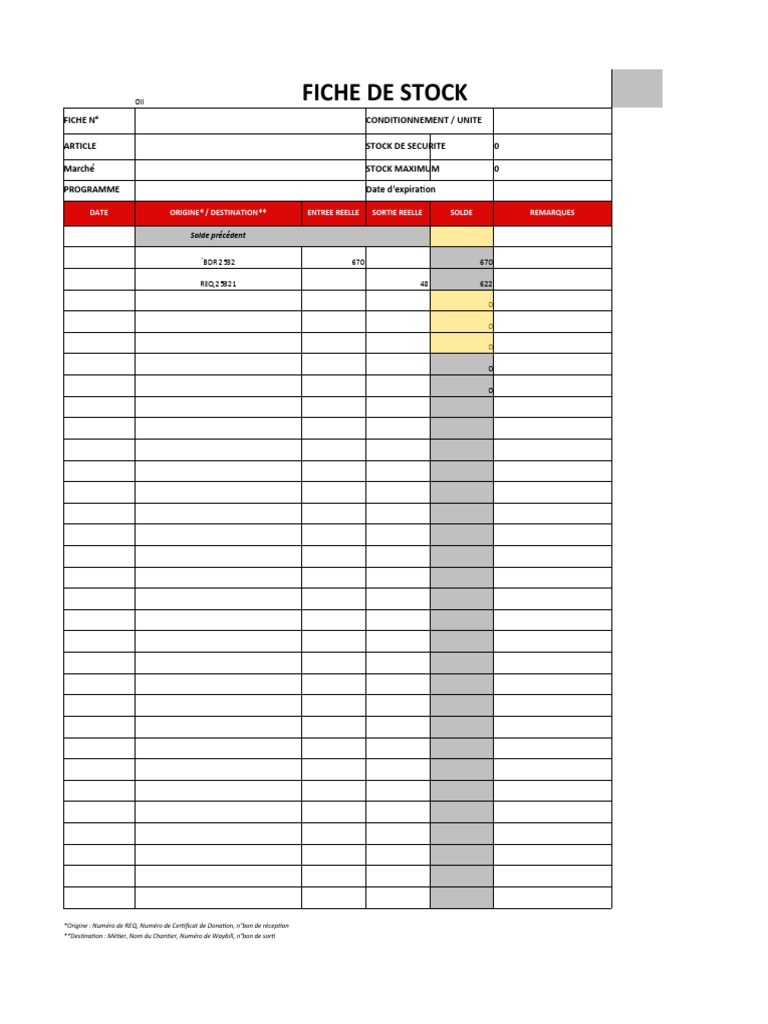 Fiche de Stock Logistique Excel | PDF | Transport | Secteurs du service