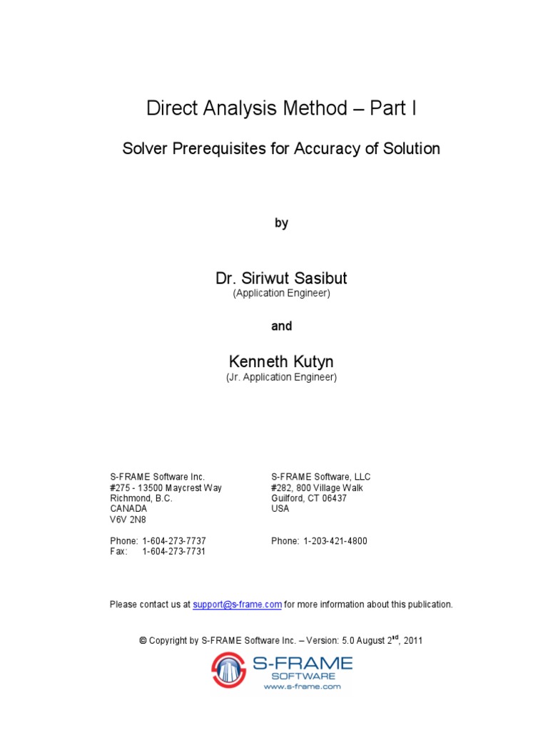 S FRAME Direct Analysis Method PartI | PDF | Buckling | Beam (Structure)