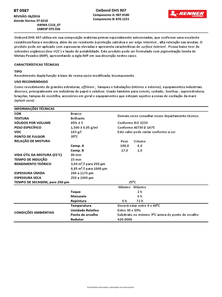 Oxibond DHS 907: Revestimento epóxi bicomponente de alta resistência ...