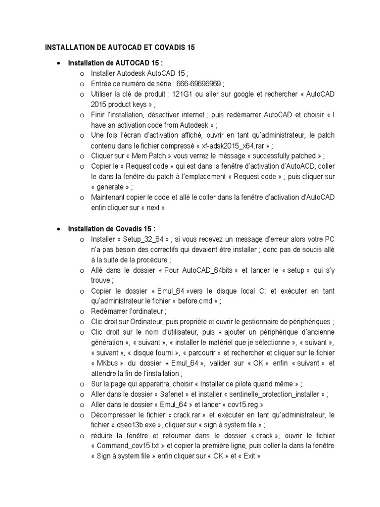 Installation de Autocad Et Covadis 15 | Download Free PDF | AutoCAD ...