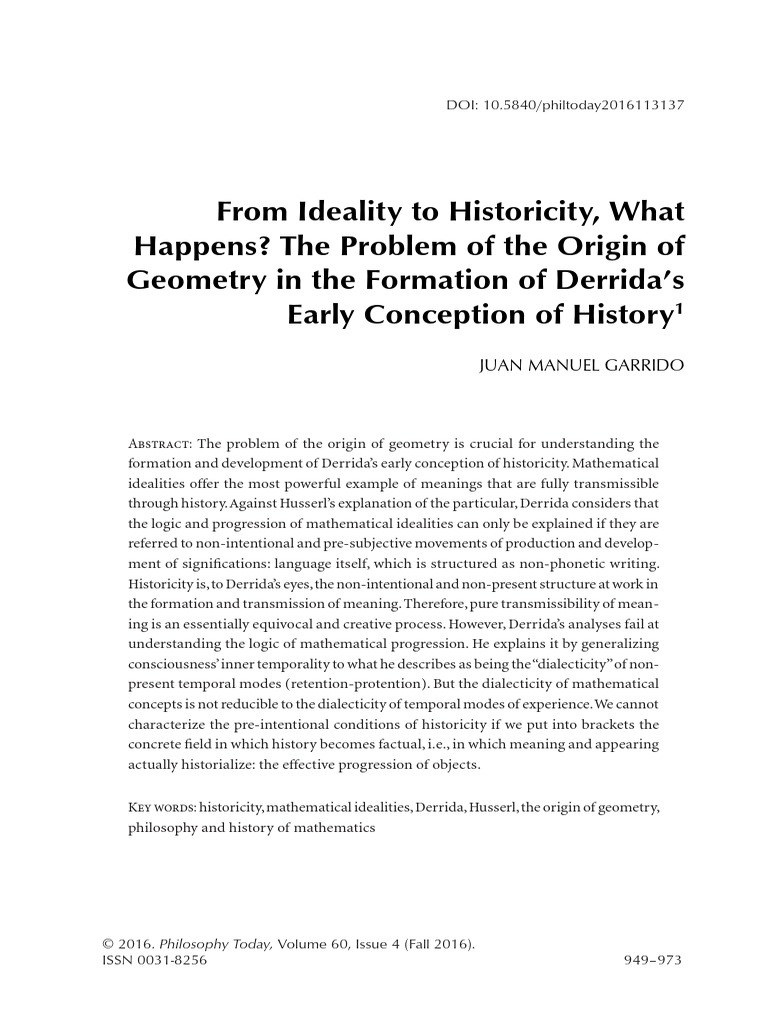 From Ideality To Historicity | PDF | Phenomenology (Philosophy ...