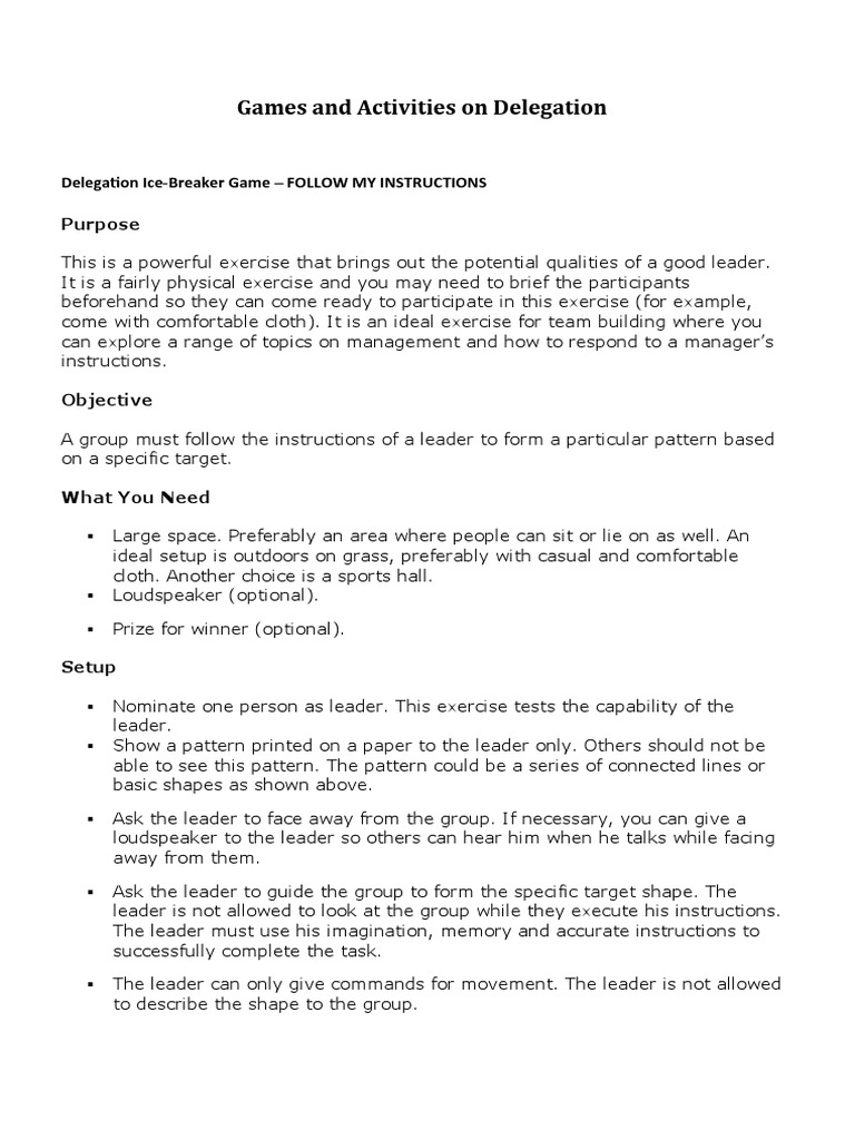 Games and Activities On Delegation | PDF | Psychology | Cognitive Science