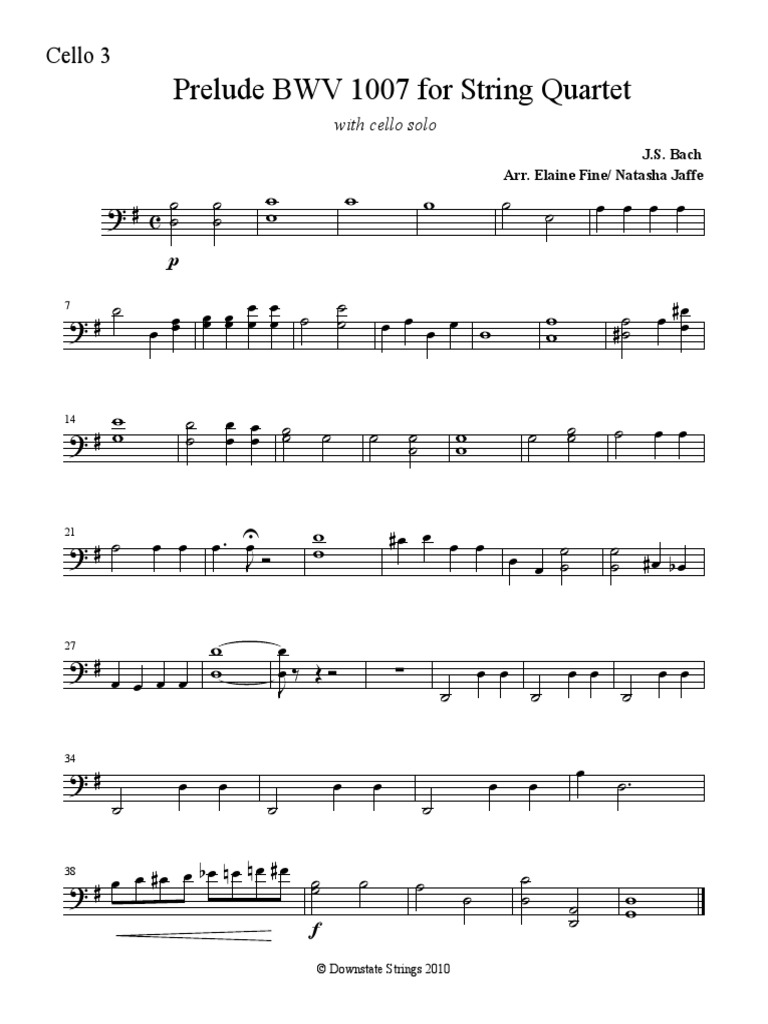 Bach - Cello - G - Major - Prelude - BWV - 1007 - For CelloTrio - Cello ...