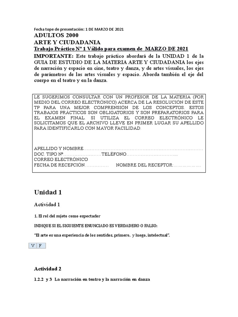 Arte y Ciudadania Nes tp1 Marzo2021 1 | PDF | Bailes | Teatro