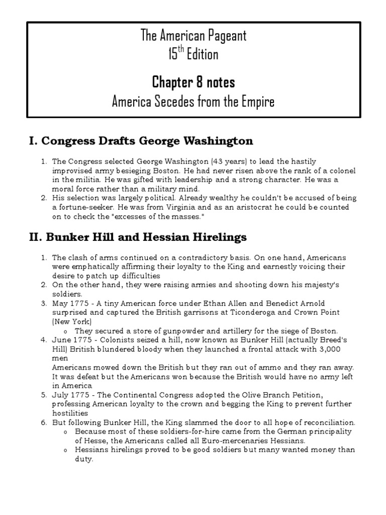 The American Pageant 15 Edition America Secedes From The Empire ...