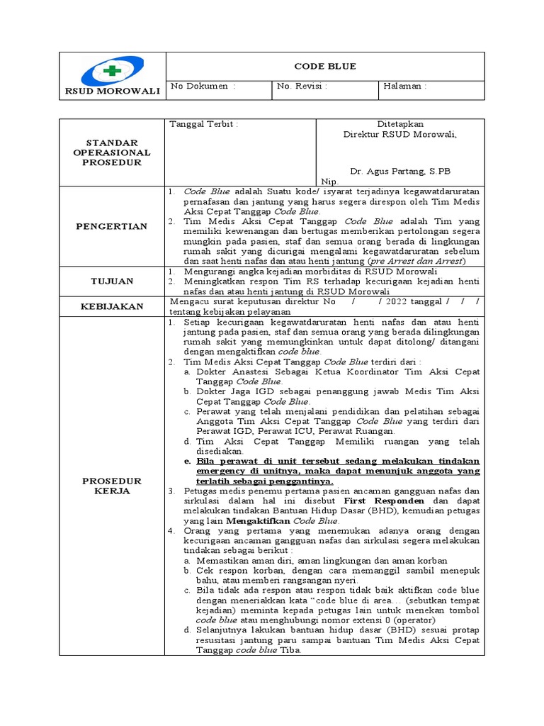 Sop Code Blue | PDF