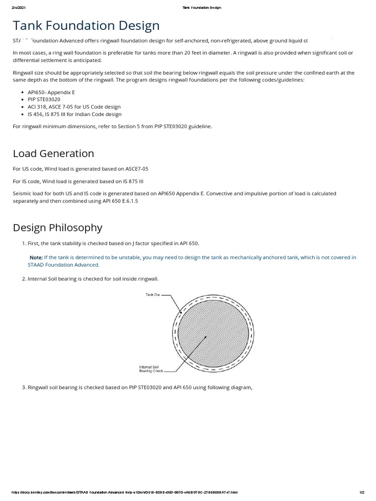 Tank Foundation Design | PDF