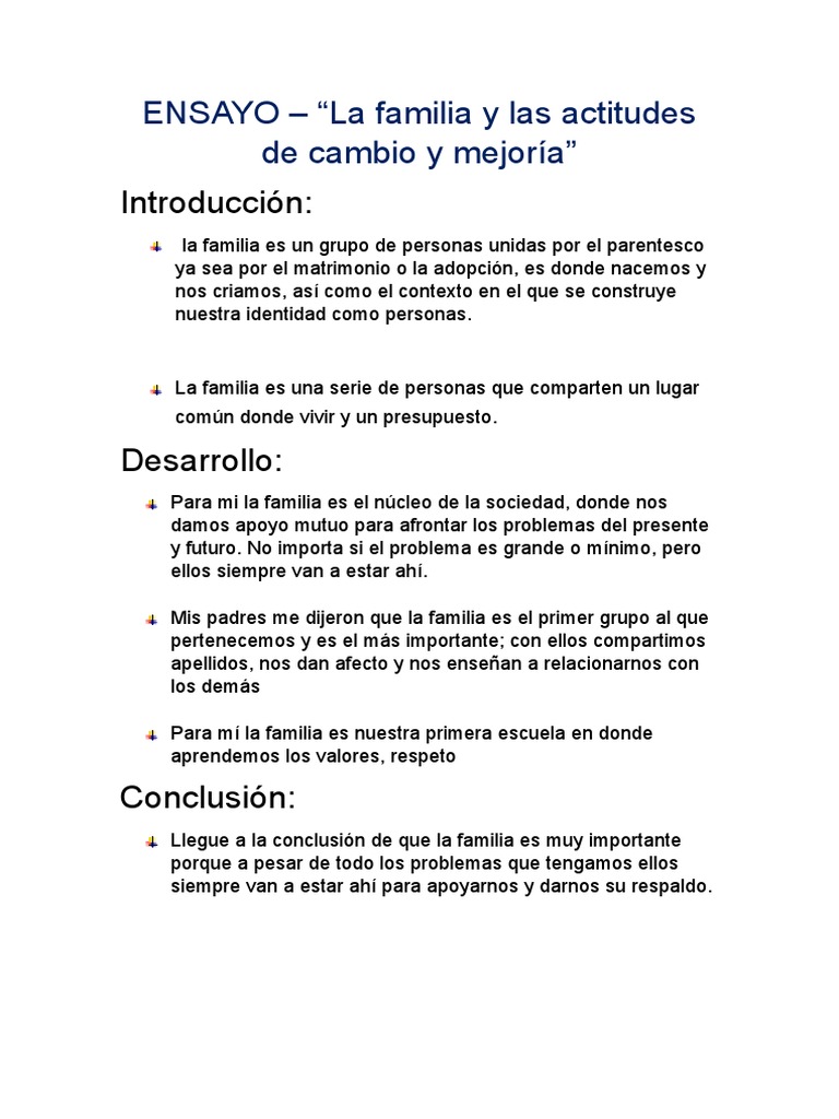 ENSAYO de La Familia - Tutoria | PDF