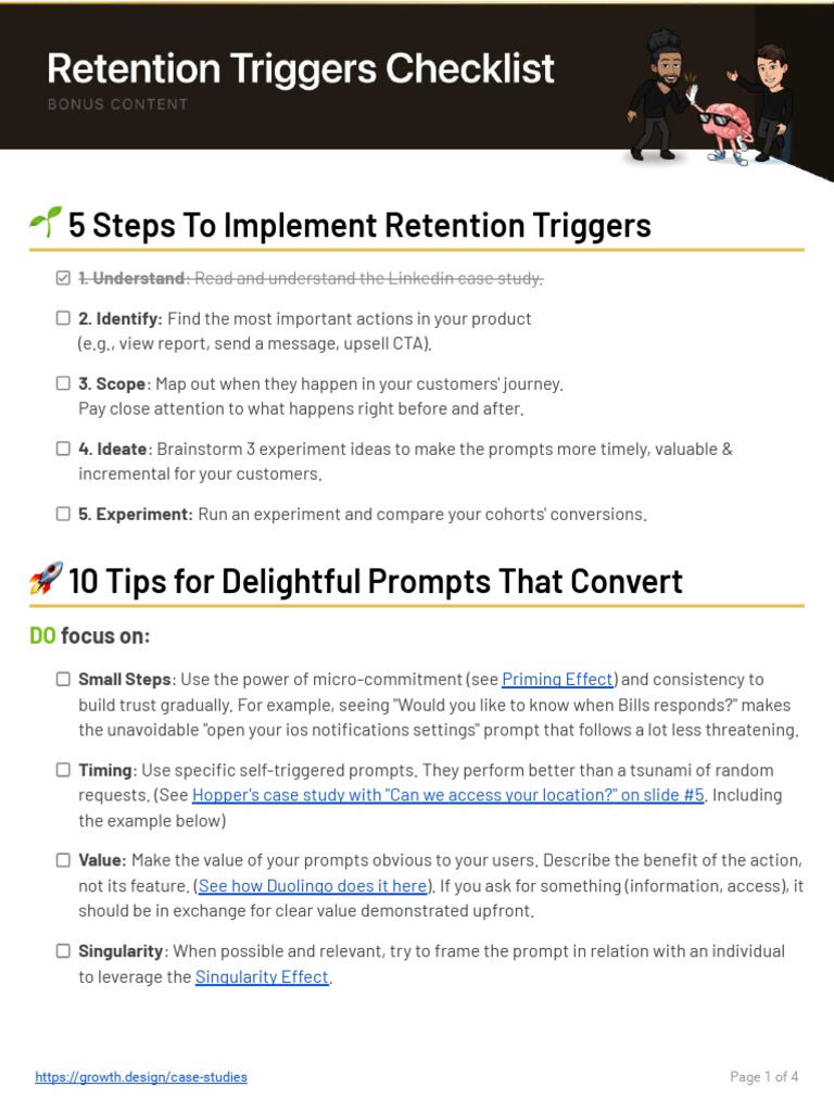 Retention Triggers Checklist | PDF | Cognitive Psychology | Communication