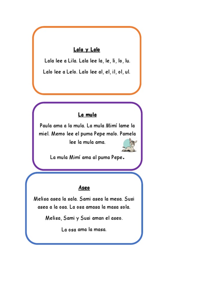 Lecturas cortas con la letra M | PDF