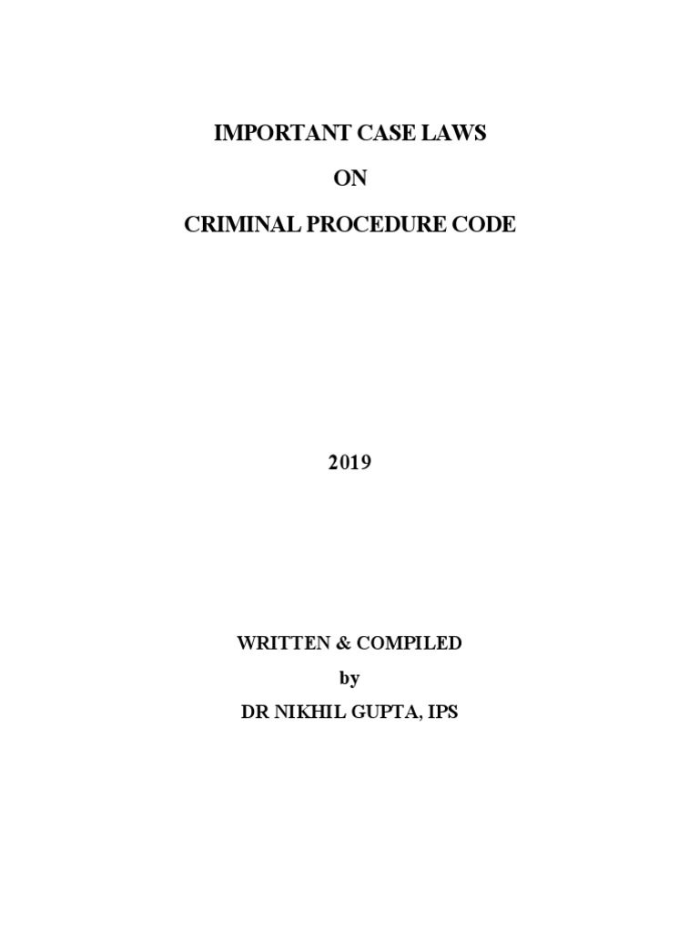 Important Case Laws Book | PDF | Arrest | Detention (Imprisonment)