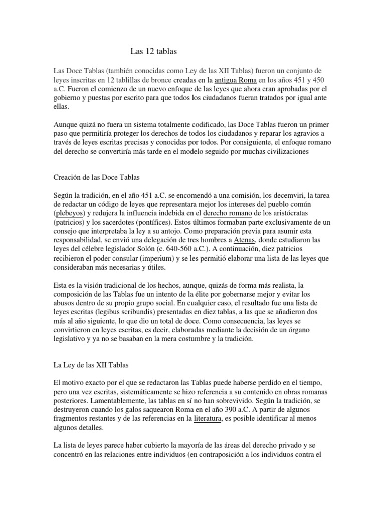 Las 12 Tablas y El Derecho | PDF | Roma antigua | Antiguedad clasica
