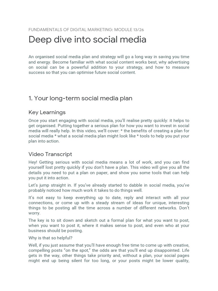 Deep Dive Into Social Media | PDF | Social Media | Popular Culture ...