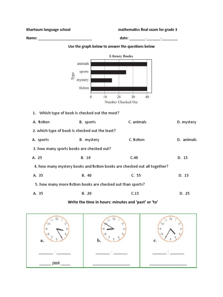 Grade 3 Final Exam | PDF | Mathematics