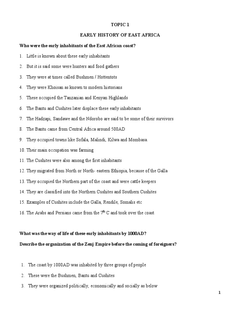 HISTORY East Africa | PDF | East Africa | Swahili Language