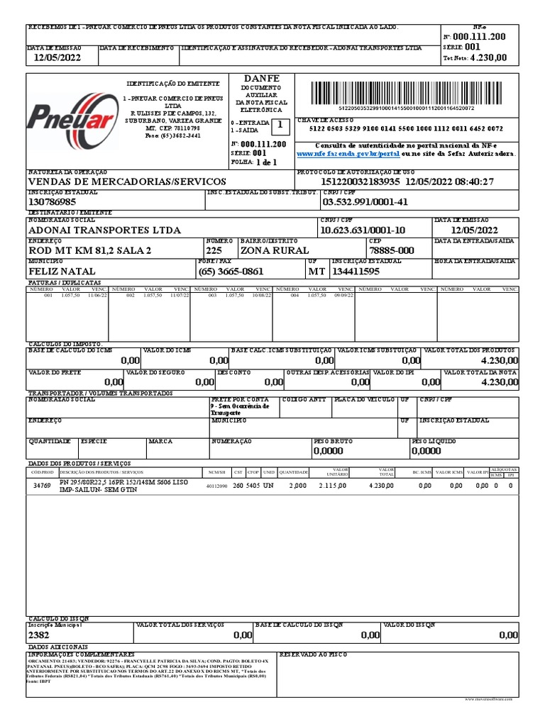 Danfe | PDF | Recibo | Documento