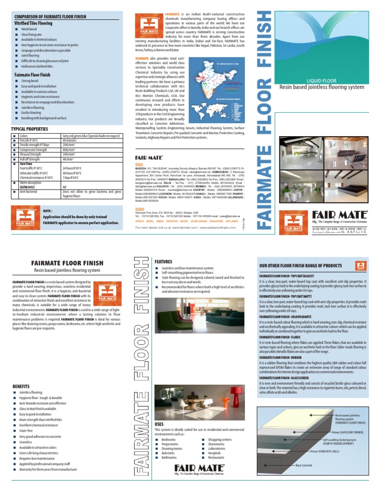 Fairmate Floor Finish Brochure - Three Fold | PDF | Flooring | Concrete