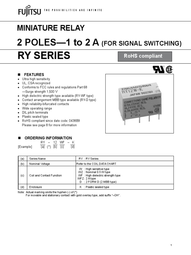 Ry Series: 2 POLES-1 To 2 A | PDF | Manufactured Goods | Electricity