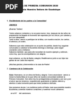 Moniciones Celebración de Primera Comunión | PDF | eucaristía | Misa (liturgia)