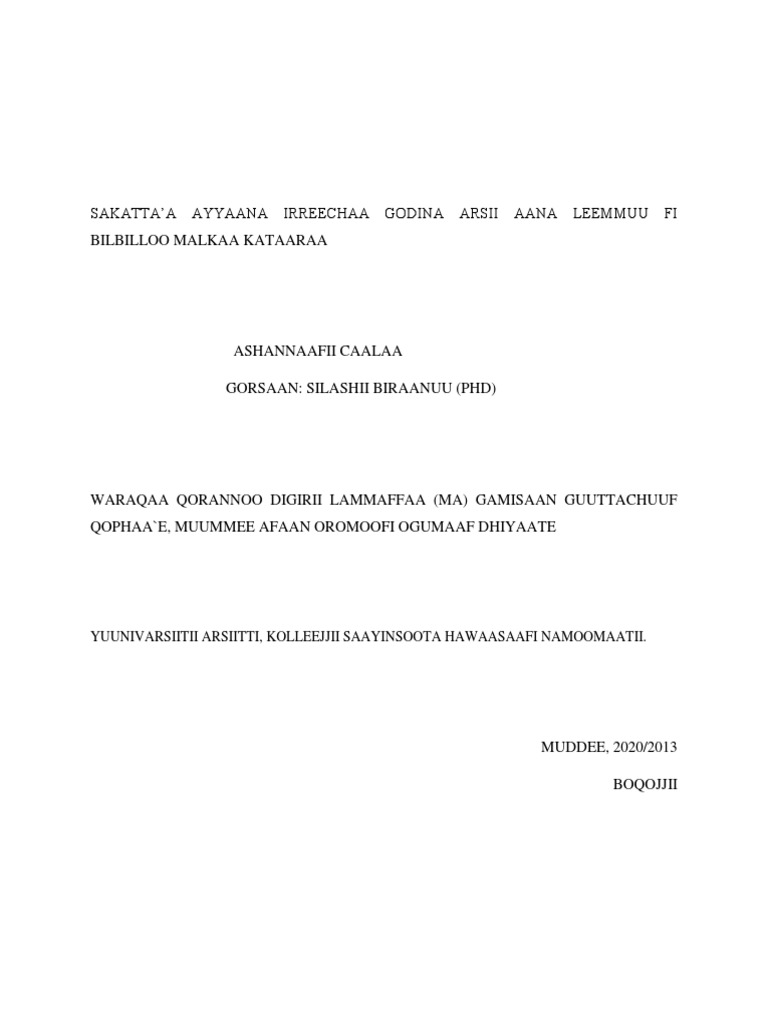 Ashannaafii Caalaa (MA) | PDF