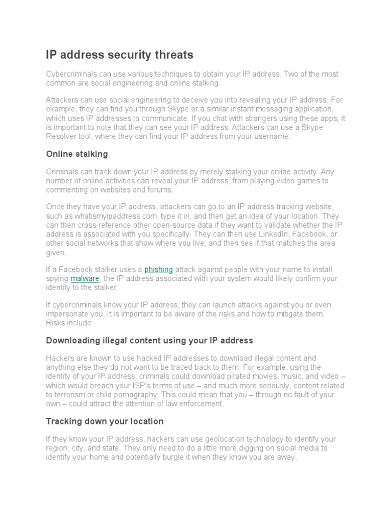 IP Address Security Threats | PDF | Virtual Private Network | Computer ...