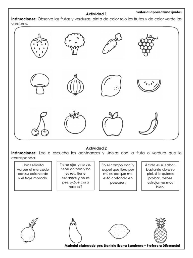 Guía de Apoyo - Frutas y Verduras | PDF