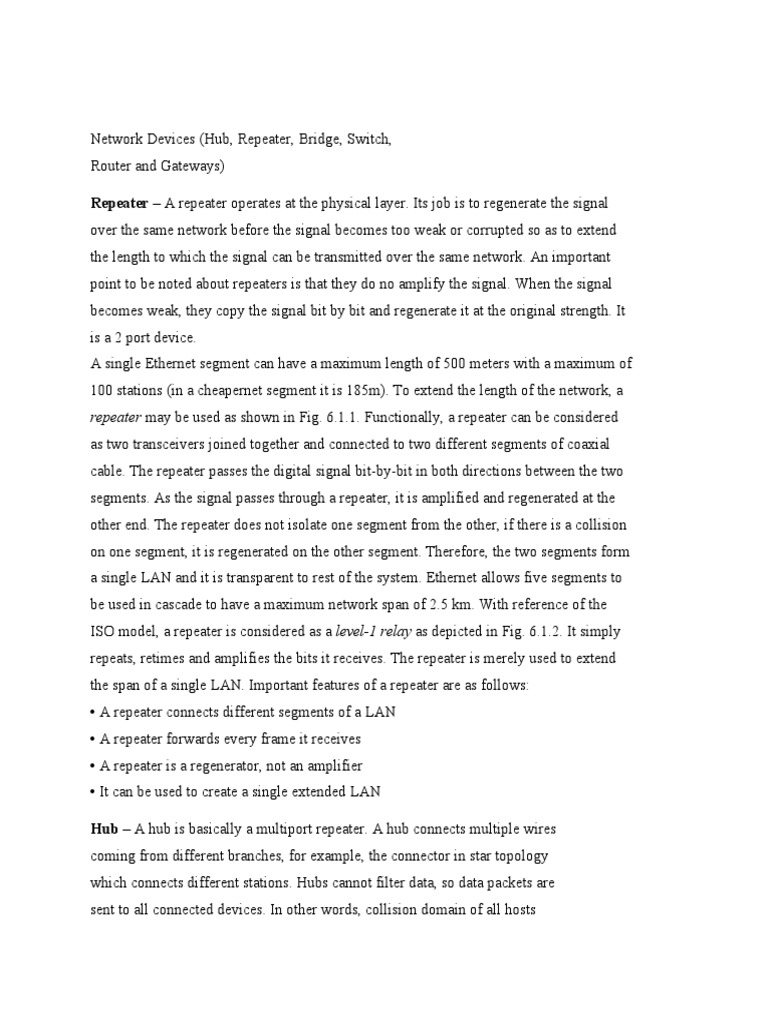Functions of Network Devices Explained | PDF | Router (Computing ...