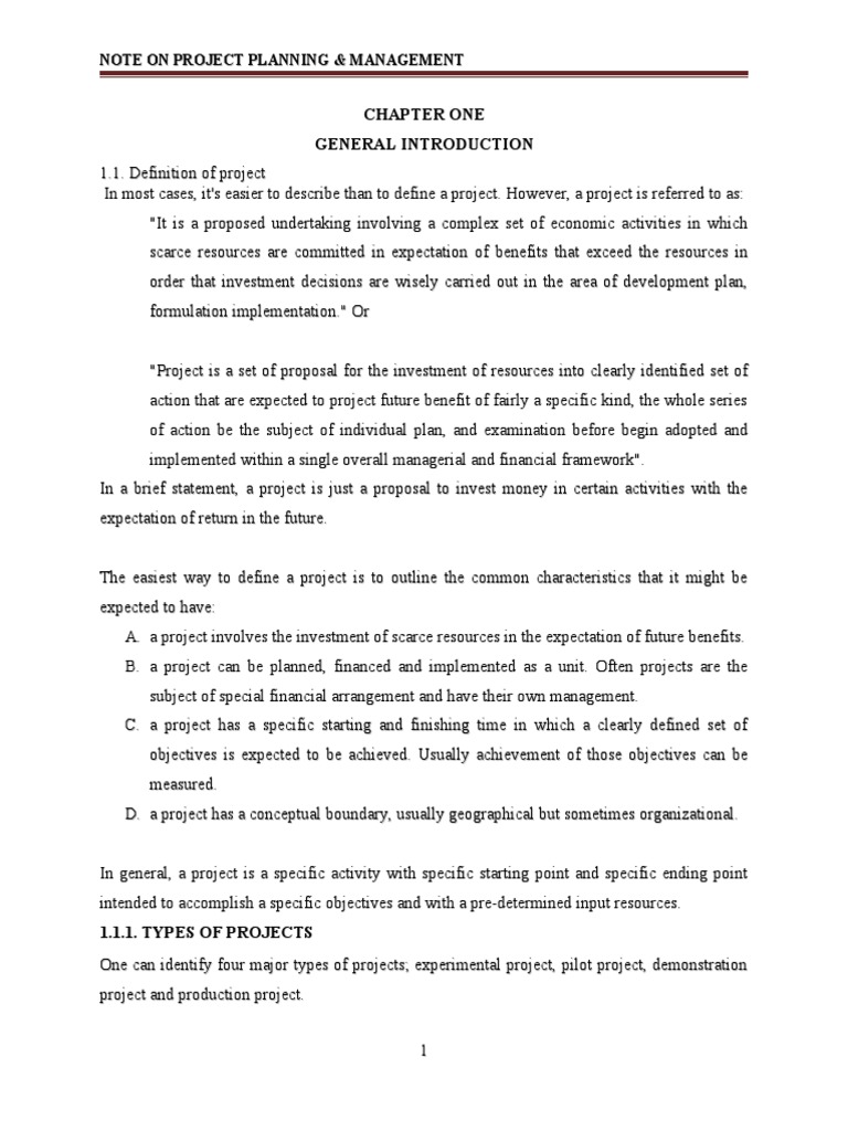 Chapter One Project Planning & MGT | PDF | Evaluation | Feasibility Study