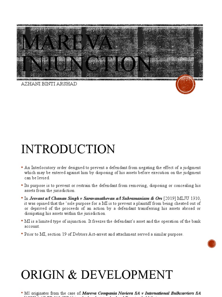 Mareva Injunction: Azhani Binti Arshad | PDF | Discovery (Law) | Judgment (Law)