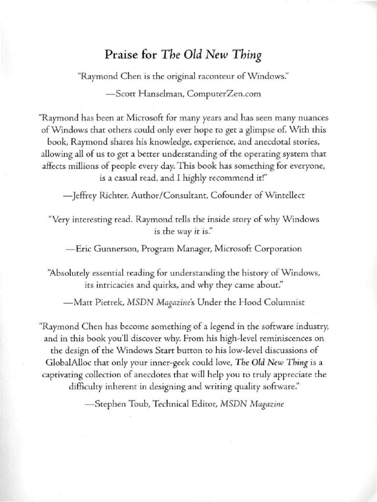 Raymond Chen - The Old New Thing - Practical Development Throughout The Evolution of Windows ...