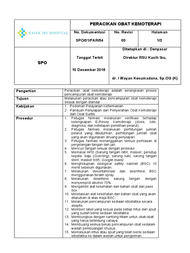 Spo-Farmasi-054 Peracikan Obat Kemoterapi | PDF