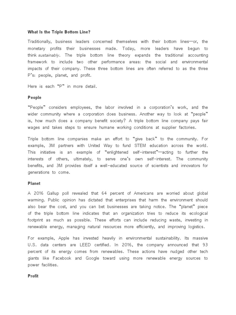 What Is The Triple Bottom Line? | PDF | Sustainability | Economy And ...