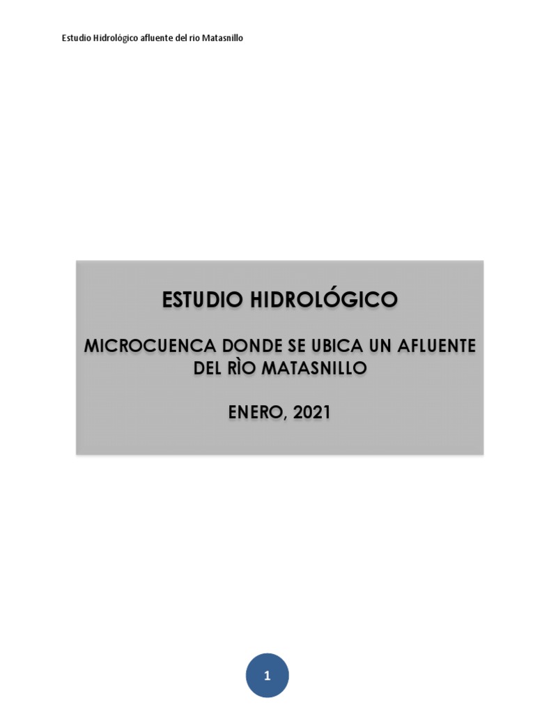 ESTUDIO HIDROLOGICO Afluente Rio Matasnillo FINAL | PDF | Precipitación ...