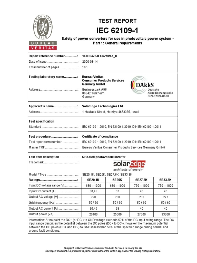 5 - Relatório de Teste de Conformidade A IEC 62109 Bureau Veritas ...