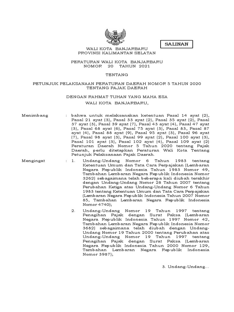 Perwal 20 Tahun 2021 Gabung | PDF