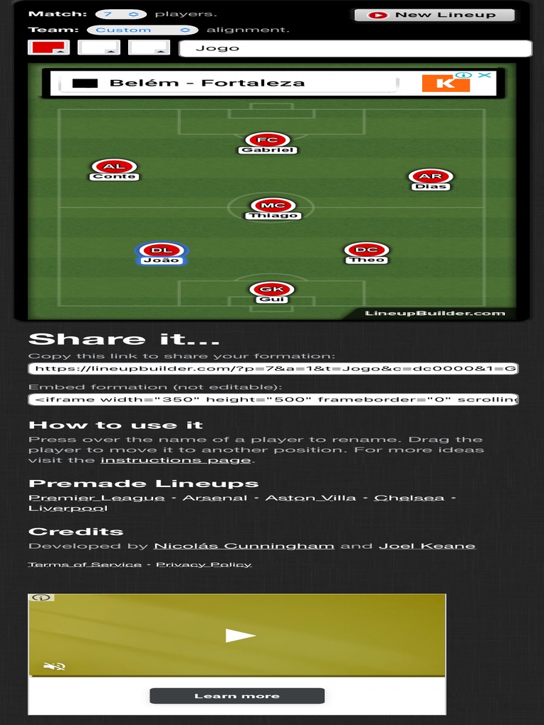 Lineup Builder Football Formations and Tactics 2 | PDF