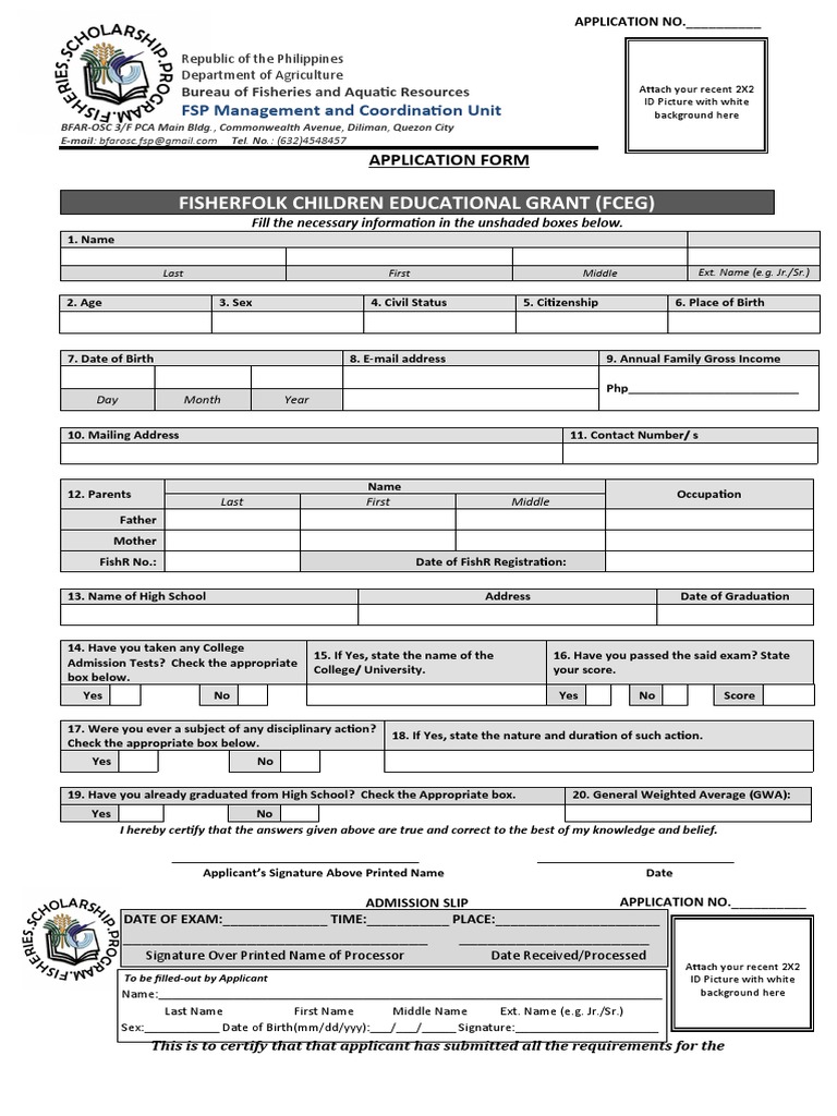 Fisherfolk Children Educational Grant (Fceg) : FSP Management and ...