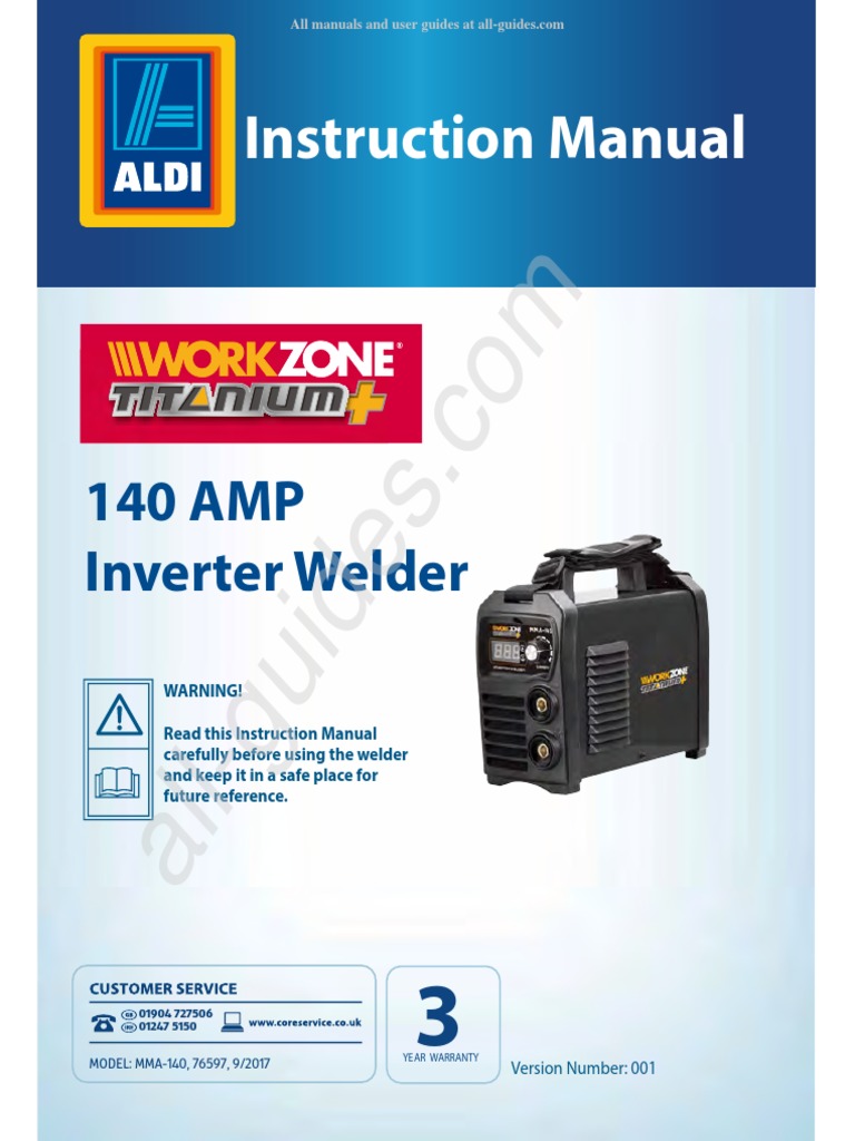 ALDI Workzone Welder 140amp (Mma140) | PDF | Welding | Construction
