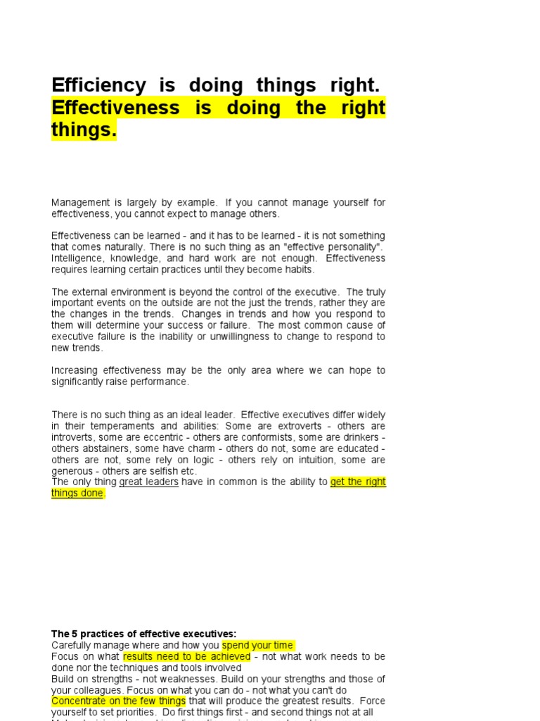 Mastering Efficiency and Effectiveness | PDF | Consensus Decision ...