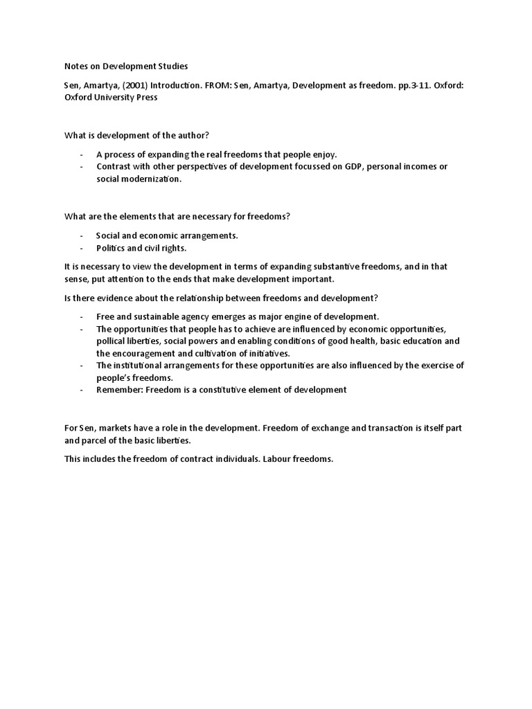 Notes On Development Studies | PDF